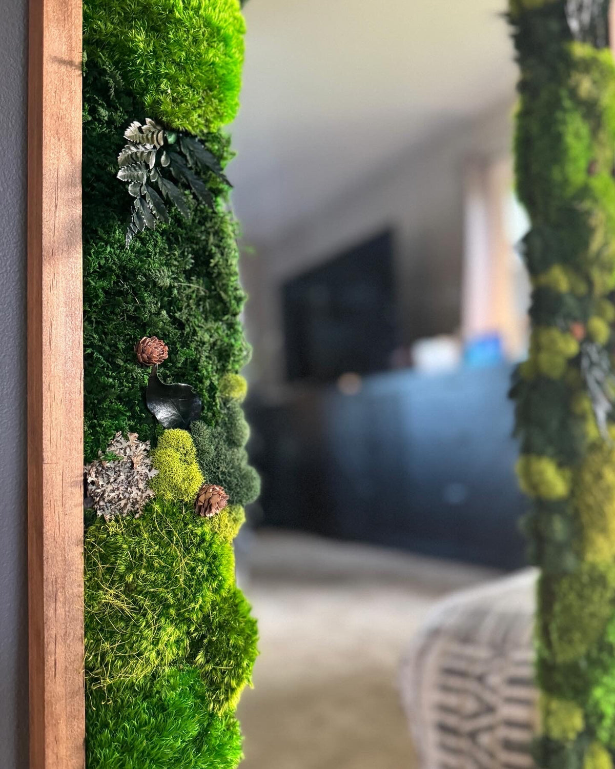Garden Mirror. Moss mirror. Moss artwork. Moss art. Mirror for wall. F ...